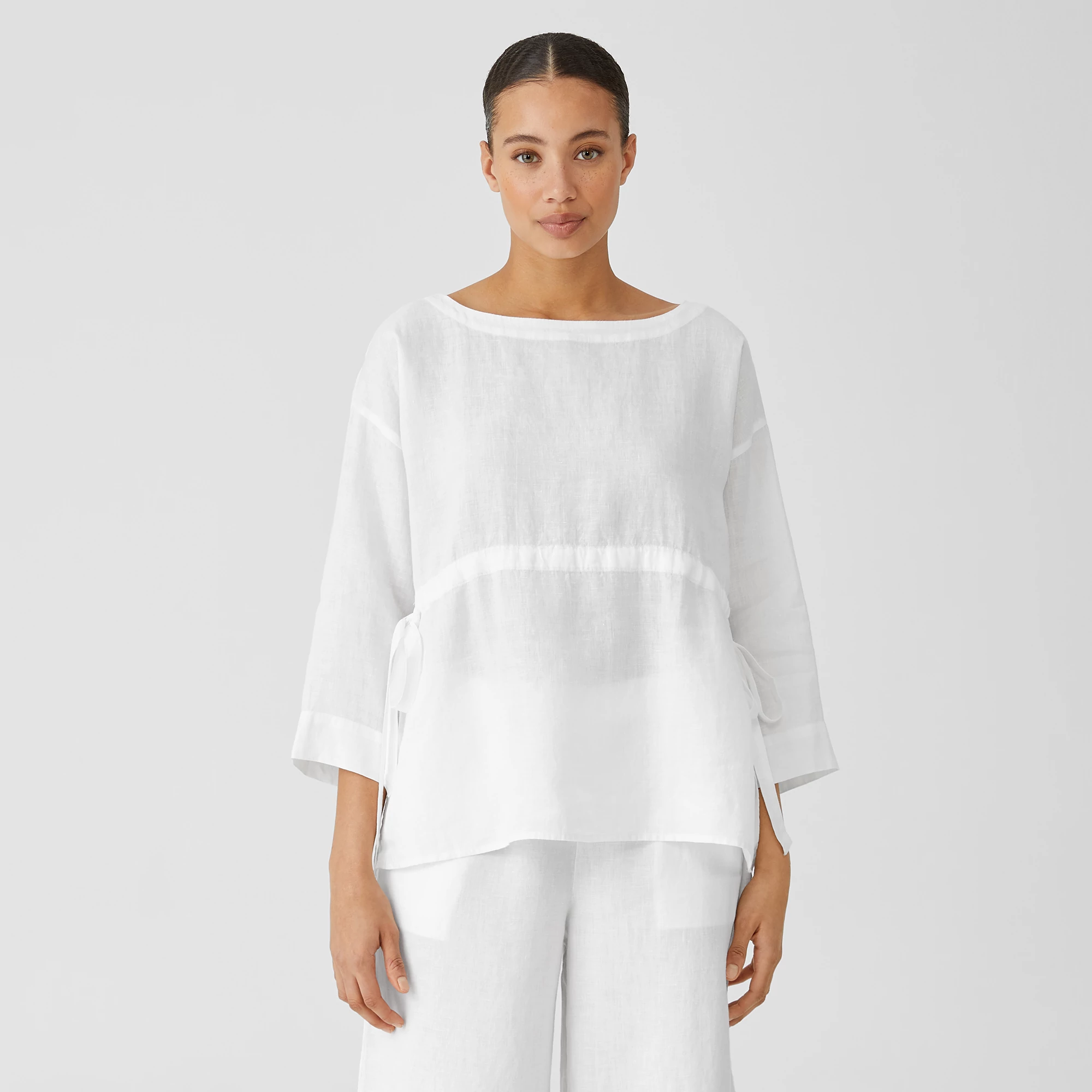 Organic Handkerchief Linen Bateau Neck Top | EILEEN FISHER