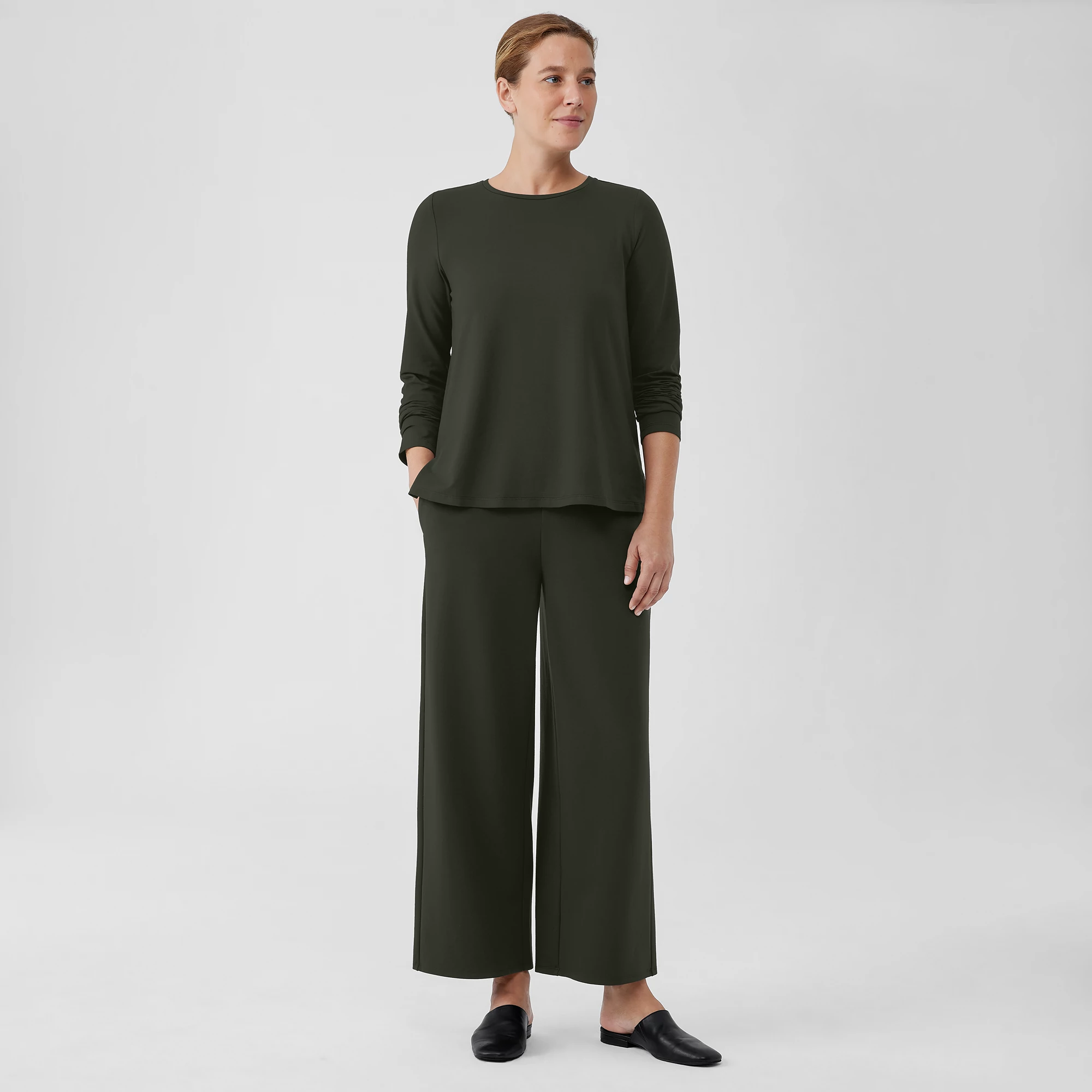 Washable Flex Ponte Wide-Leg Pant | EILEEN FISHER