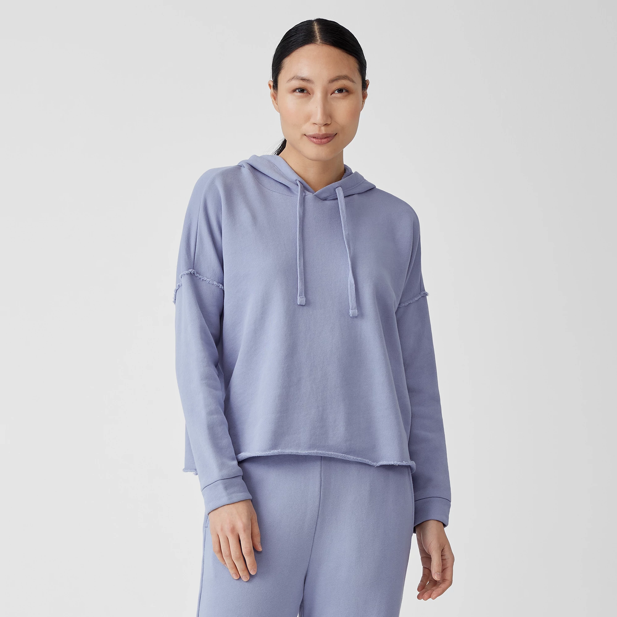 Organic Cotton French Terry Hooded Top | EILEEN FISHER