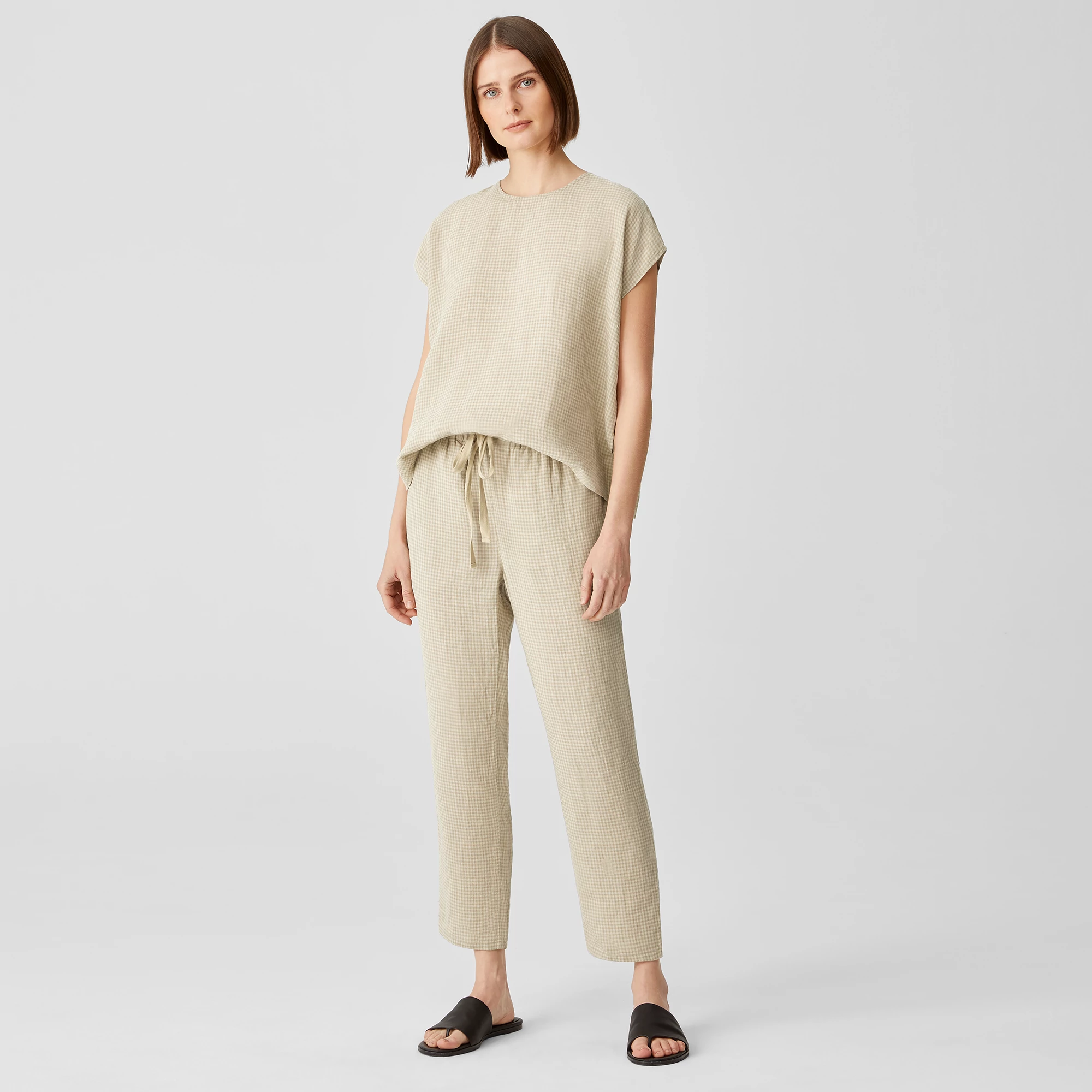 Puckered Organic Linen Tapered Pant | EILEEN FISHER