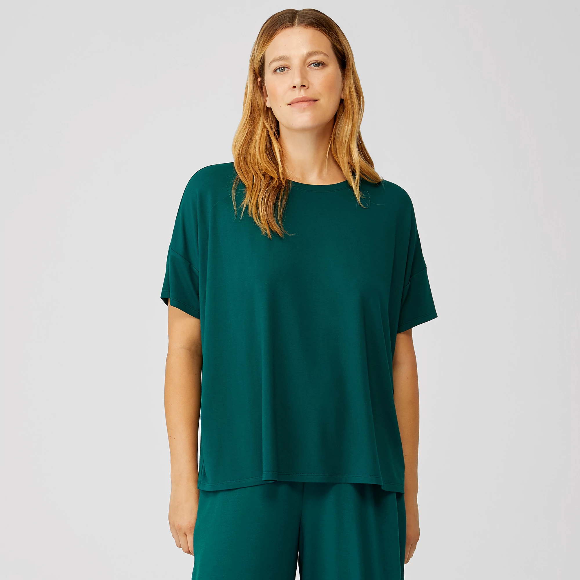 Lightweight Viscose Jersey Crew Neck Tee | EILEEN FISHER