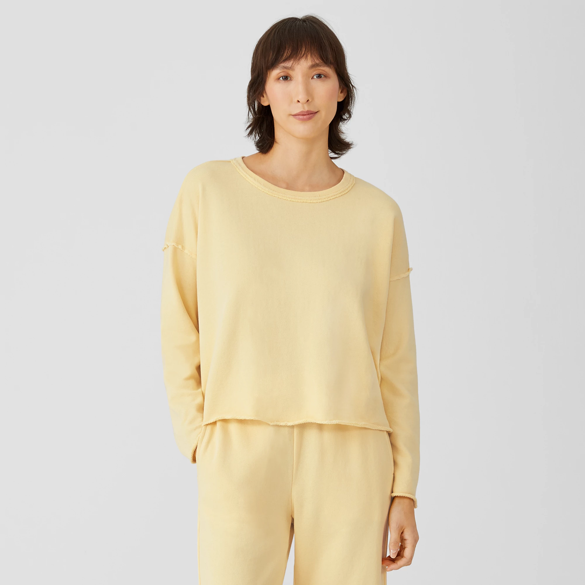 Lightweight Organic Cotton Terry Box-Top | EILEEN FISHER